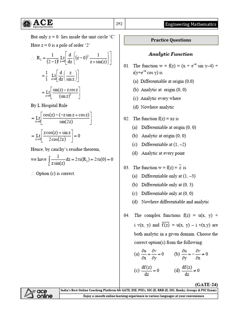 Complexquestions Conplex Algebra | PDF | Analytic Function ...