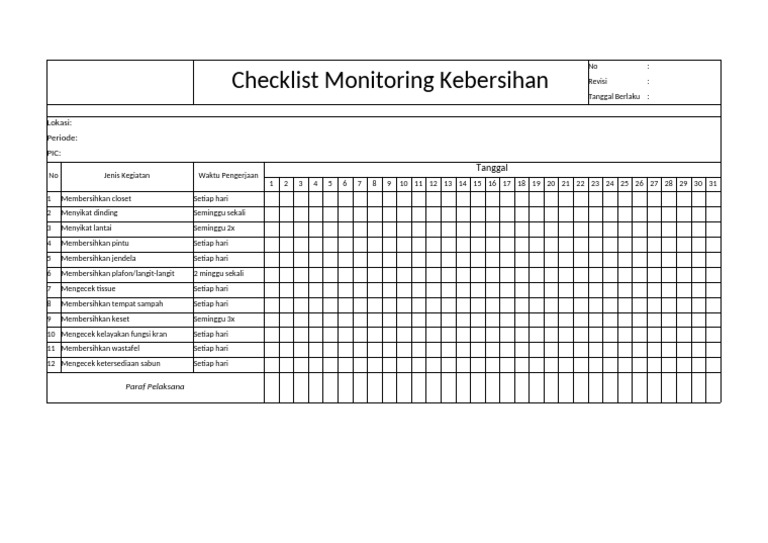 Form-Checklist-Monitoring-Kebersihan-Toilet | PDF