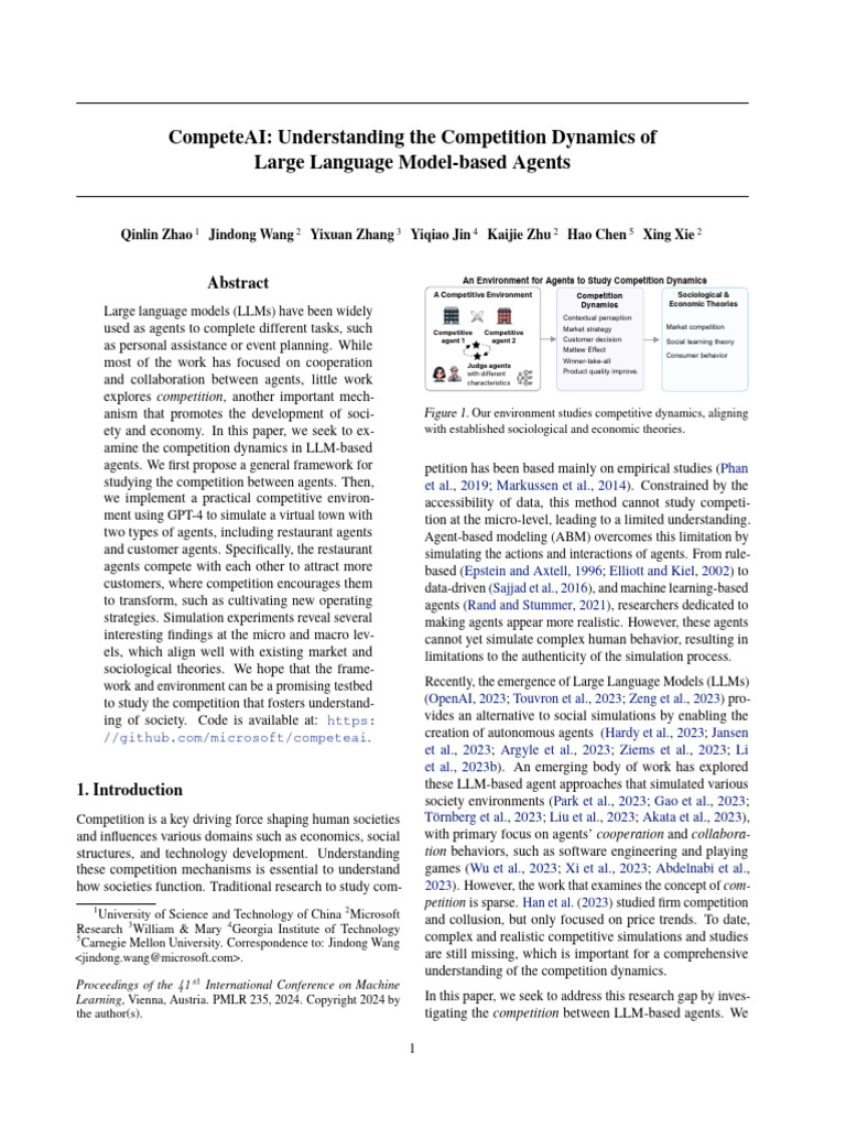 Competeai: Understanding The Competition Dynamics of Large Language Model-Based Agents | PDF