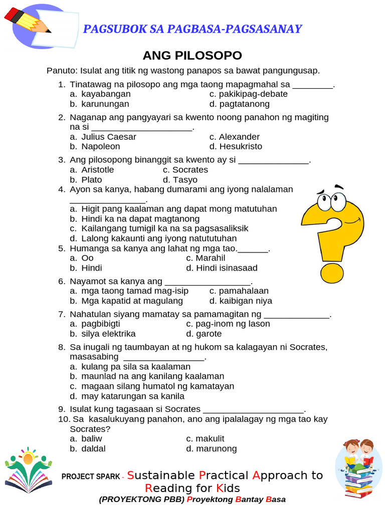 Baitang 8 Pagsubok Sa Pagbasa Pagsasanay | PDF