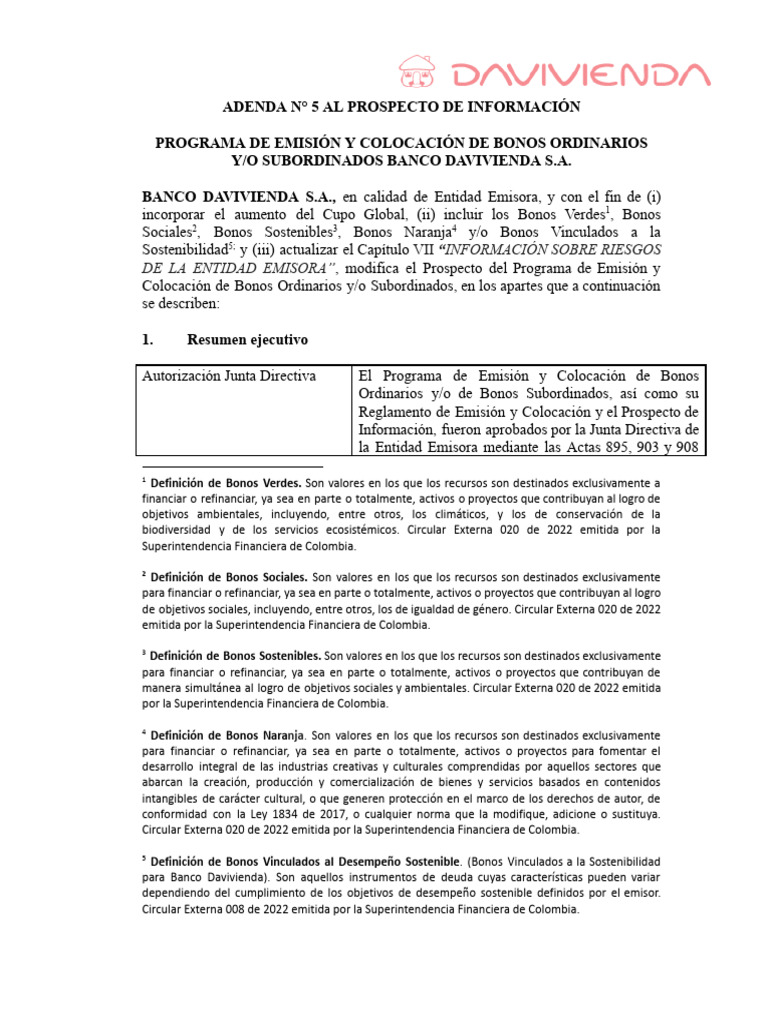 Prospectos Davivienda | PDF