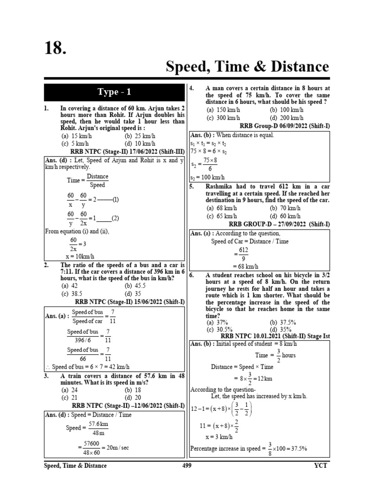 Speed, Time & Distance | PDF