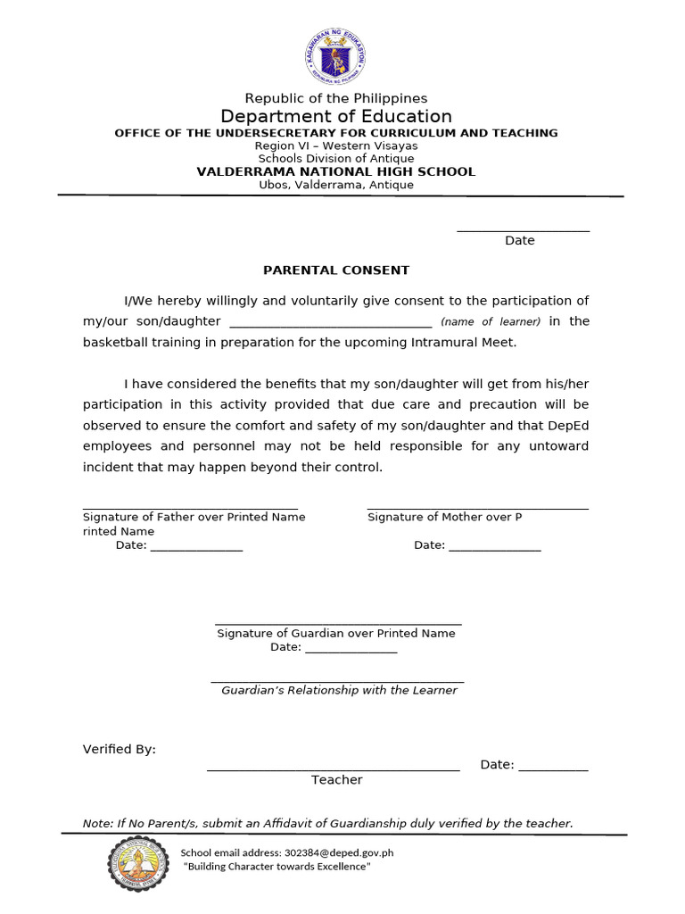 Basketball Training Parental Consent Form | PDF