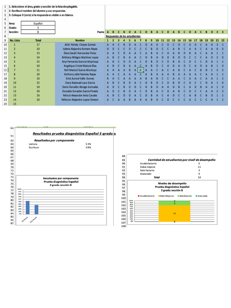 3ro Español Pruebas Diagnosticas | PDF
