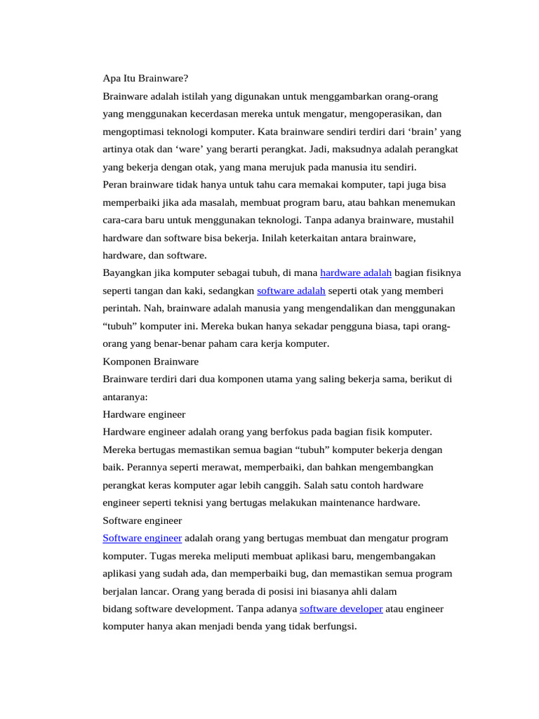 Pengertian Apa Itu Brainware | PDF | Bisnis | Komputer