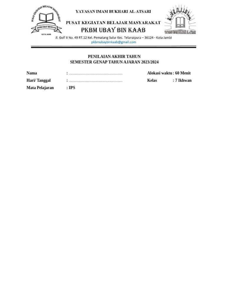 Pas Ips Kelas 7ik | PDF