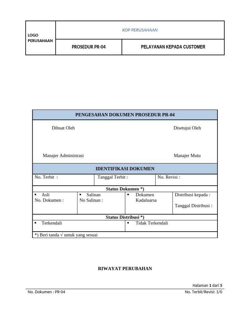 Prosedur kerja -Pelayanan kpd Pelanggan | PDF