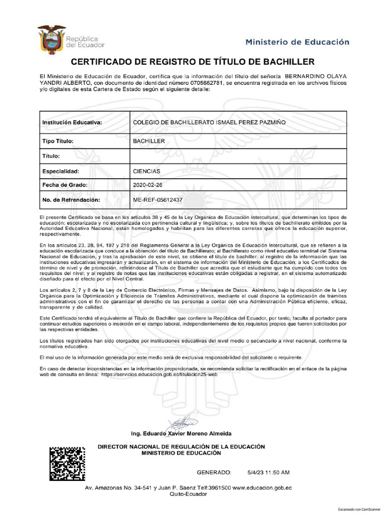 Certificado Titulo en Linea | PDF