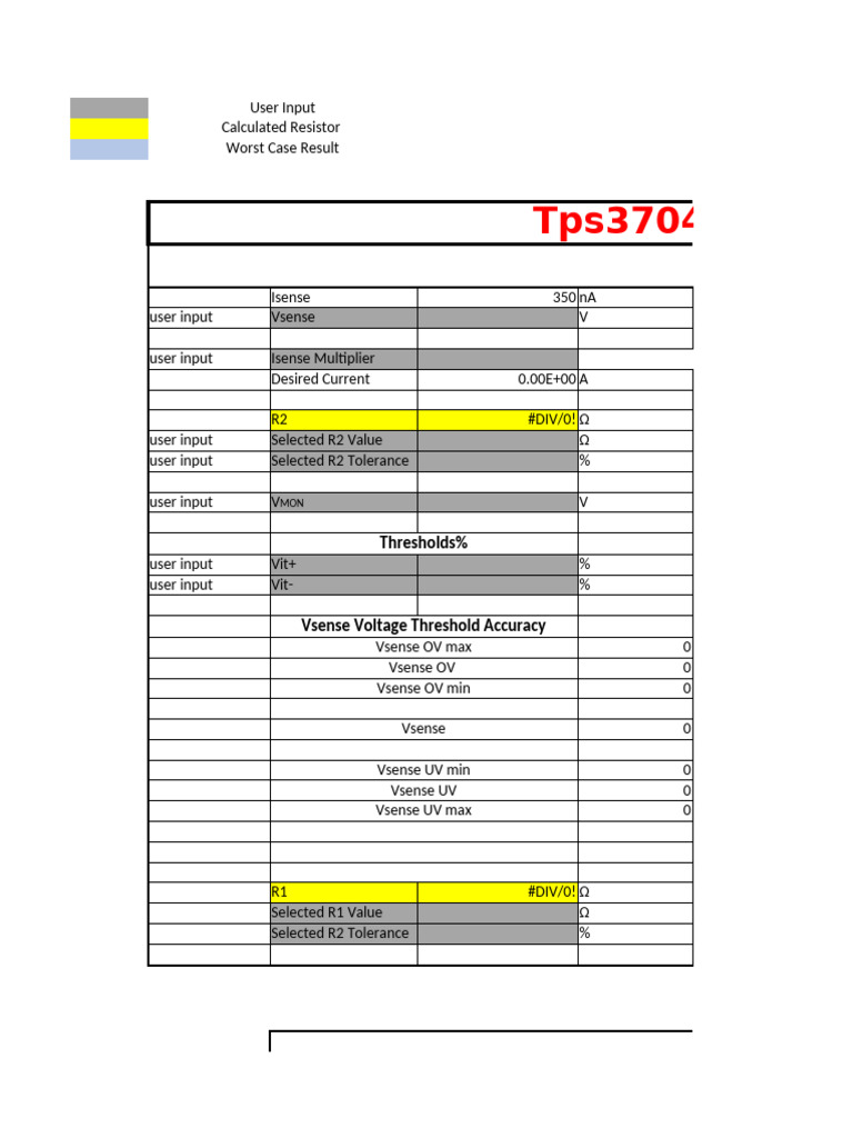 TPS3704x_ADJ_Resistor_Calculator | PDF