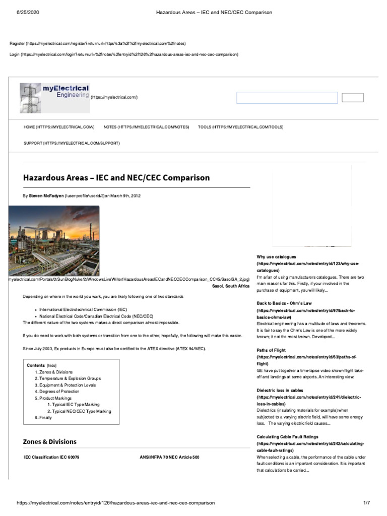 Hazardous Areas - IEC and NEC - CEC Comparison | PDF | Electricity ...