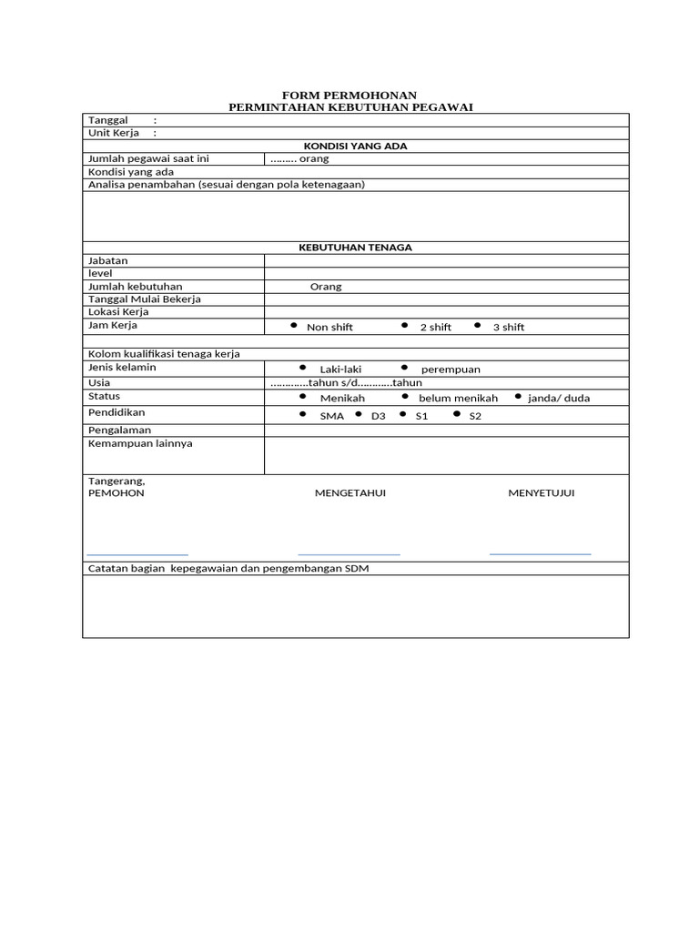 Form Penambahan Pegawai | PDF