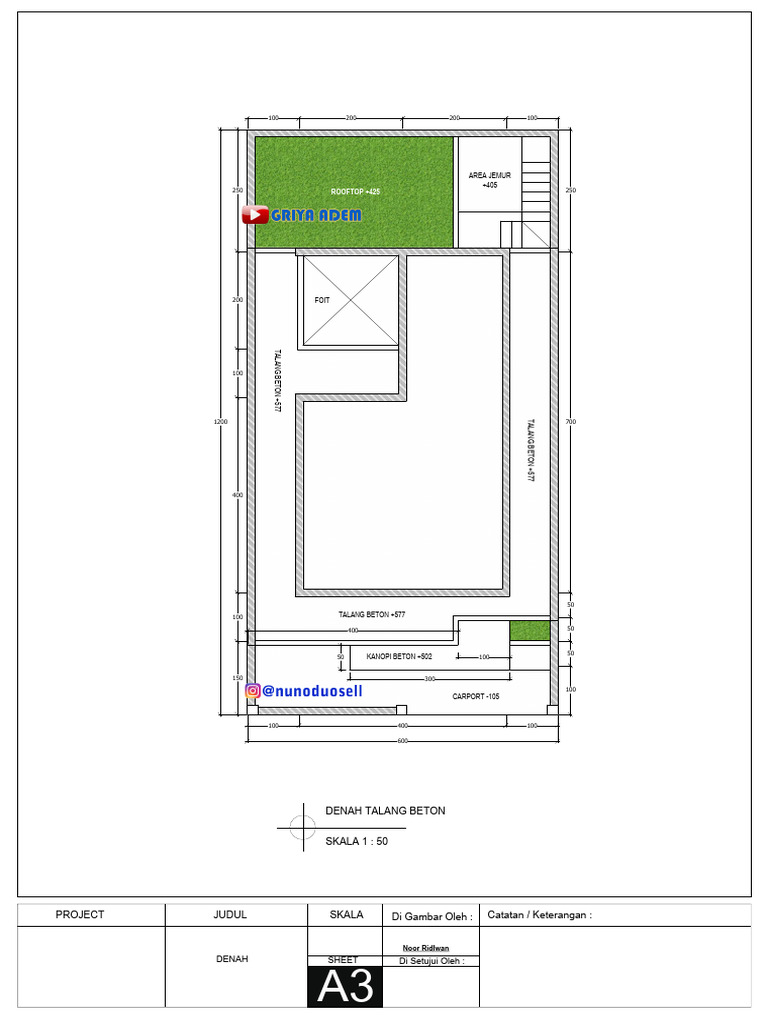 Detail Denah Talang Beton | PDF