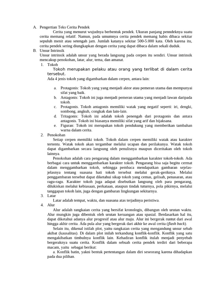 Materi Pembelajaran Cerpen | PDF