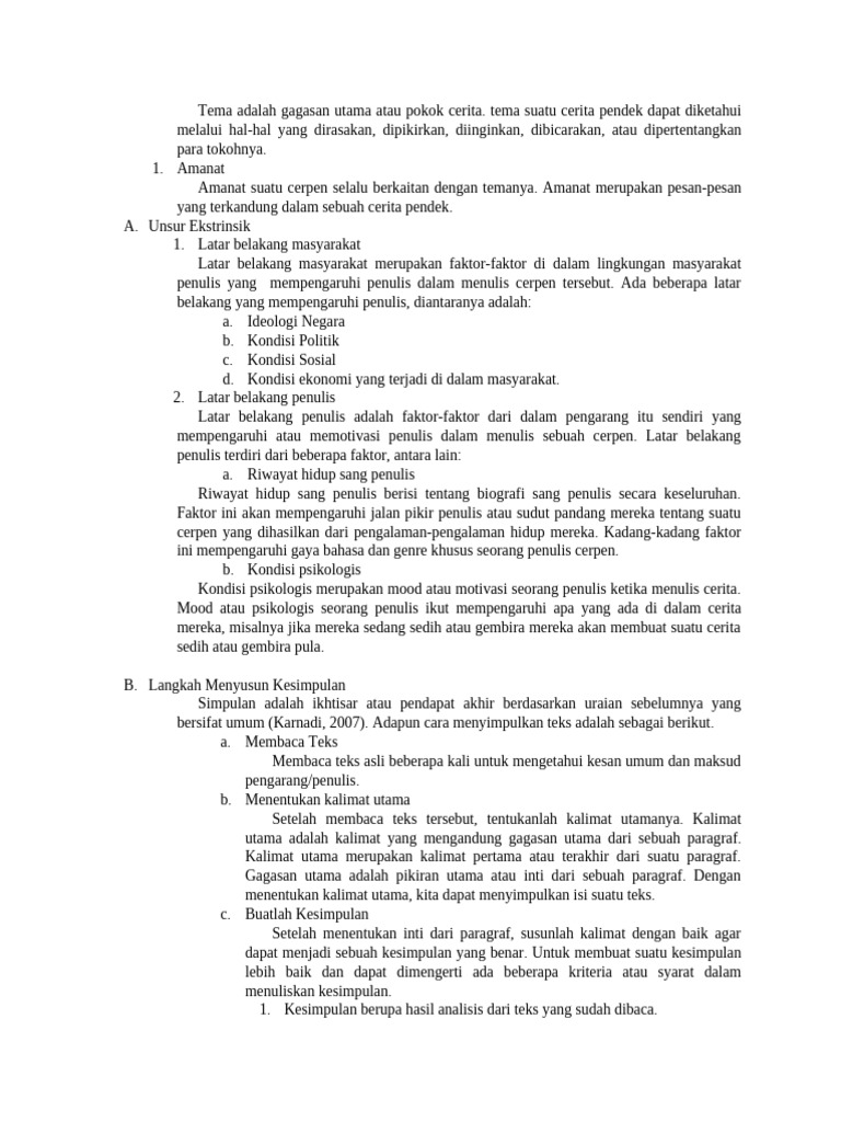 Tema Adalah Gagasan Utama Atau Pokok Cerita | PDF