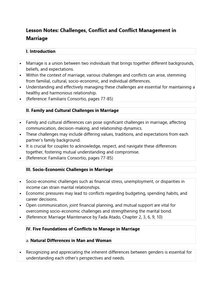 Lesson Notes - Challenges - Conflict and Conflict Management in ...