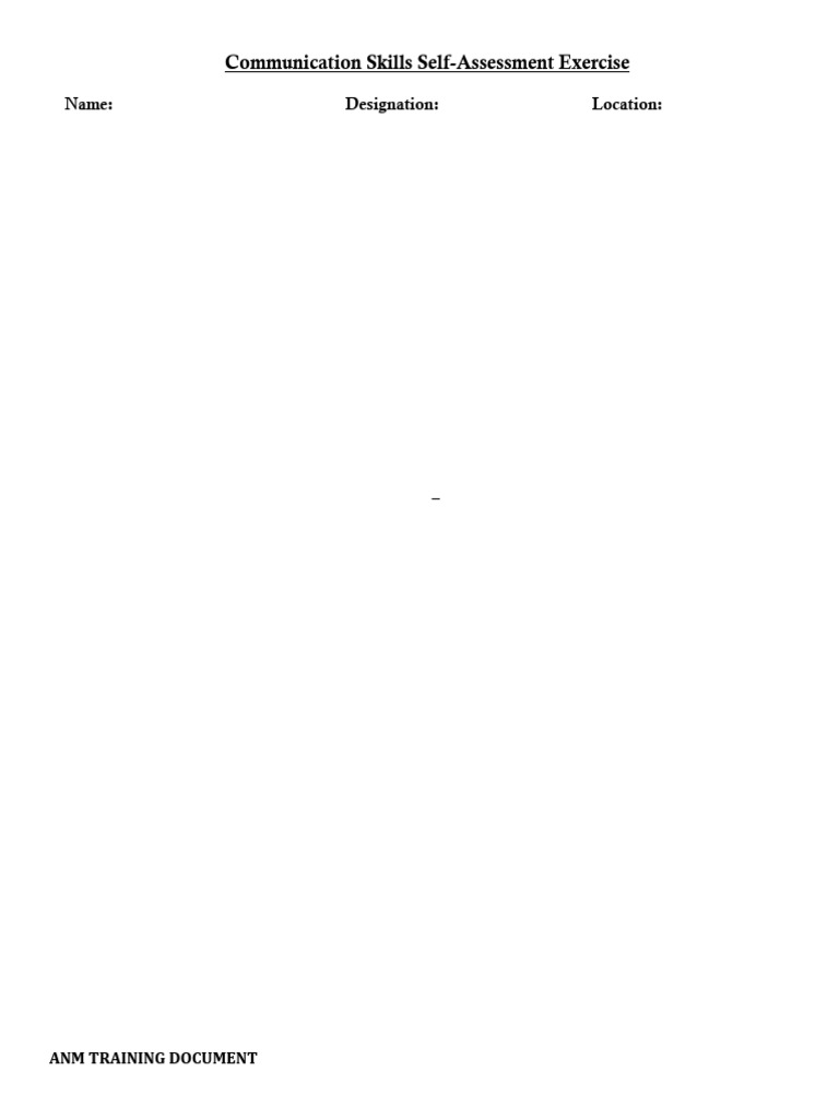 Communication Skills Self Assessment | PDF