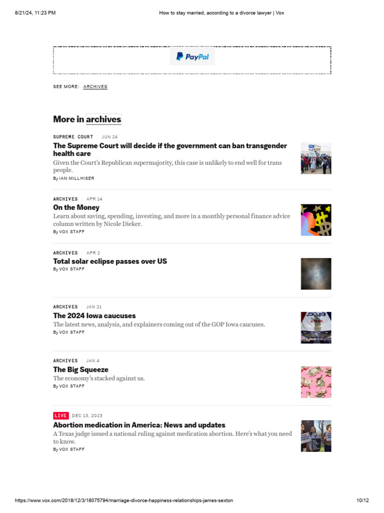 How To Stay Married, According To A Divorce Lawyer - Vox 4 | PDF | Politics