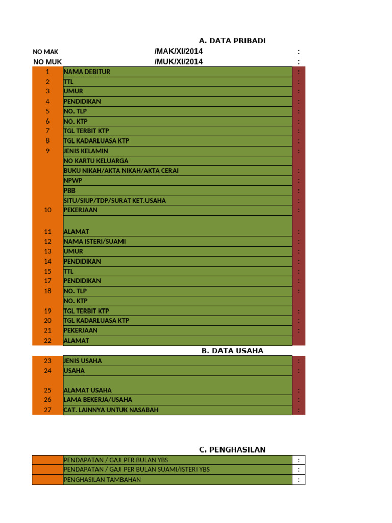 Ceklist Kelengkapan Data | PDF