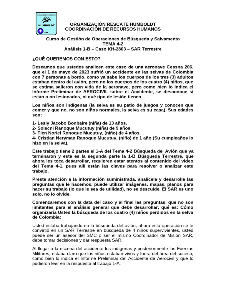 Tema 4-2-X-1-B Caso HK-2803 SAR Terrestre | PDF