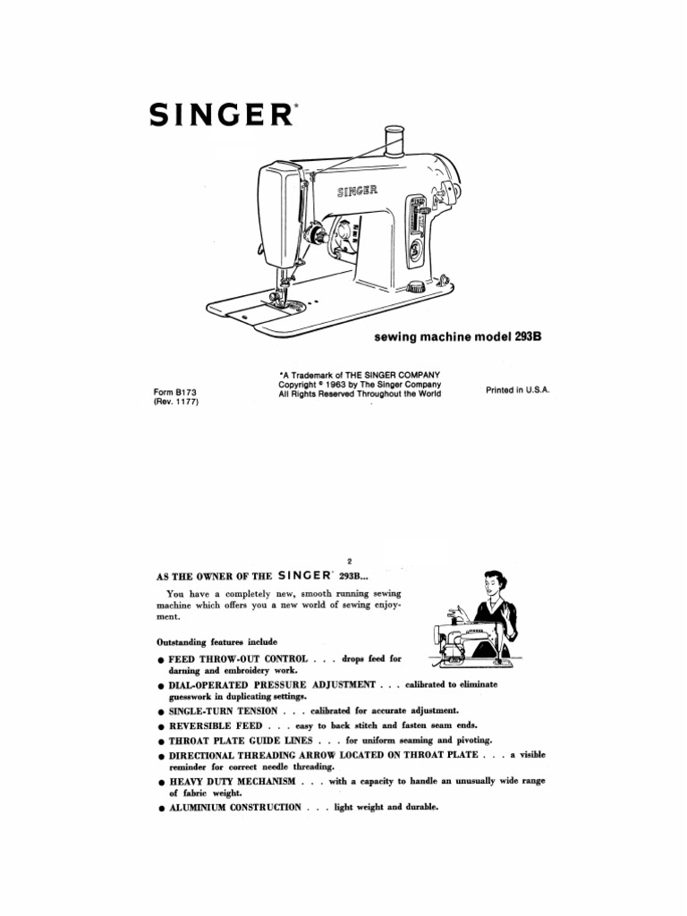 Singer 293b User Manual | PDF