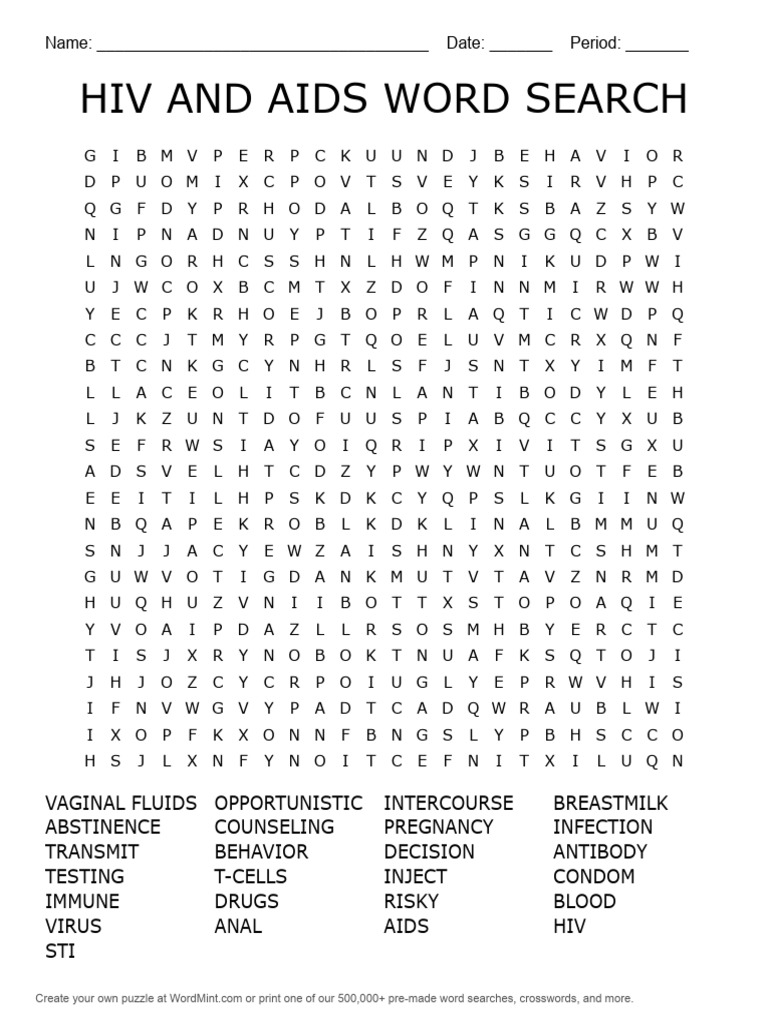 HIV AND AIDS WORD SEARCH 61d71 6163170e | PDF