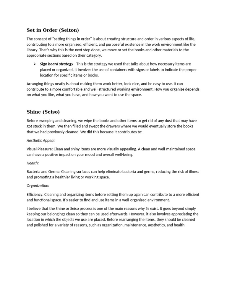 Set in Order (Seiton) : Aesthetic Appeal | PDF