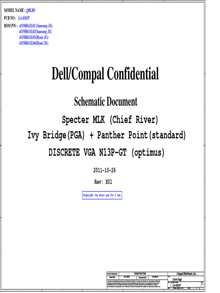 Compal Electronics LA-8381P Block Diagram | PDF | Computing | Computer Engineering