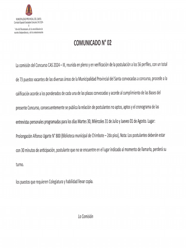 Comunicado 2 | PDF