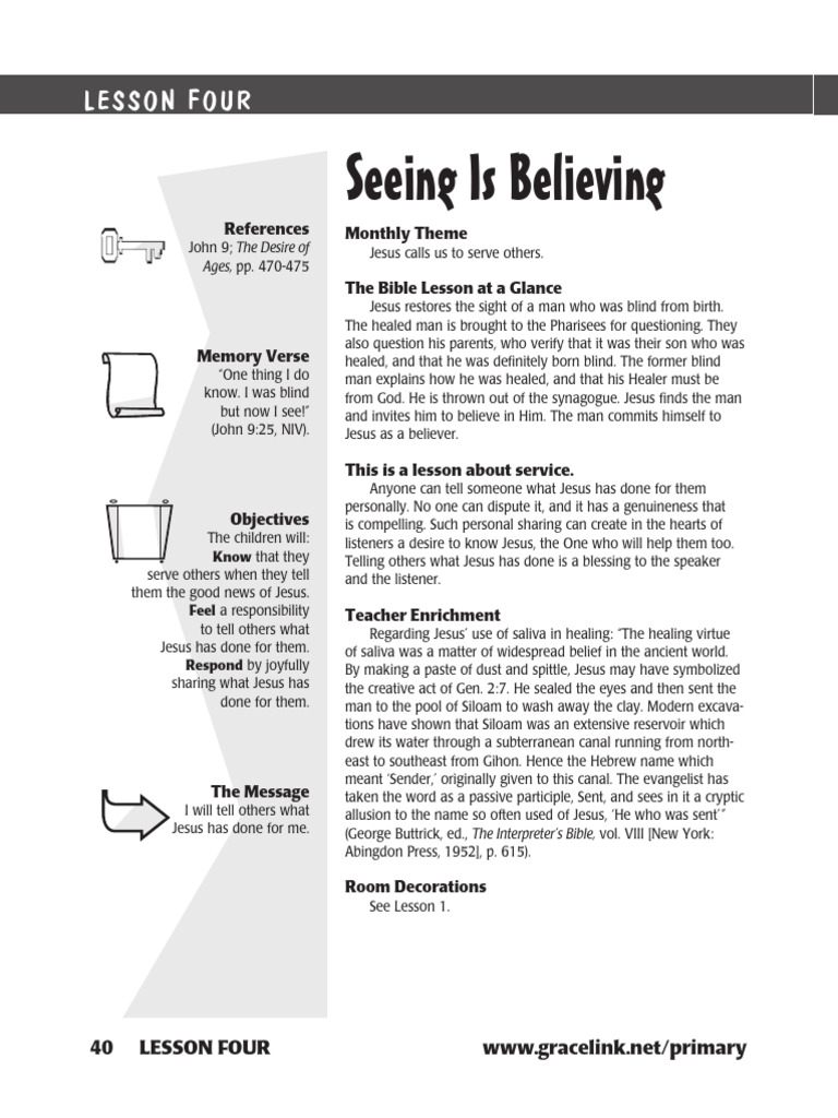 Seeing Is Believing: Lesson Four | PDF