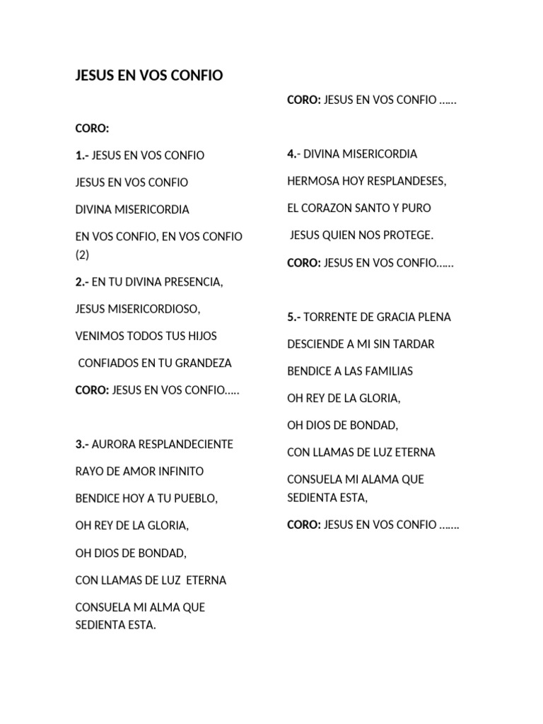 Canto Jesus en Vos Confio | PDF