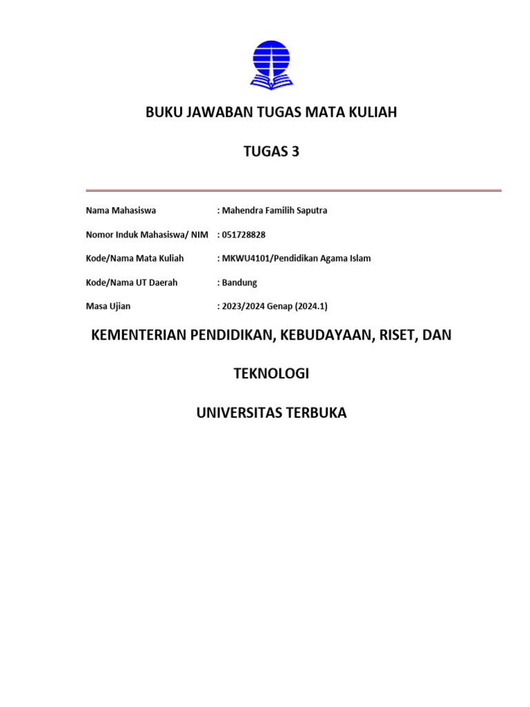 MKWU4101 Pendidikan Agama Islam Tugas 3 | PDF