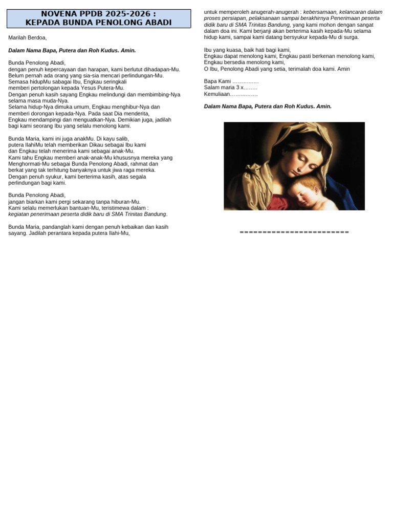 NOVENA KEPADA BUNDA PENOLONG ABADI | PDF