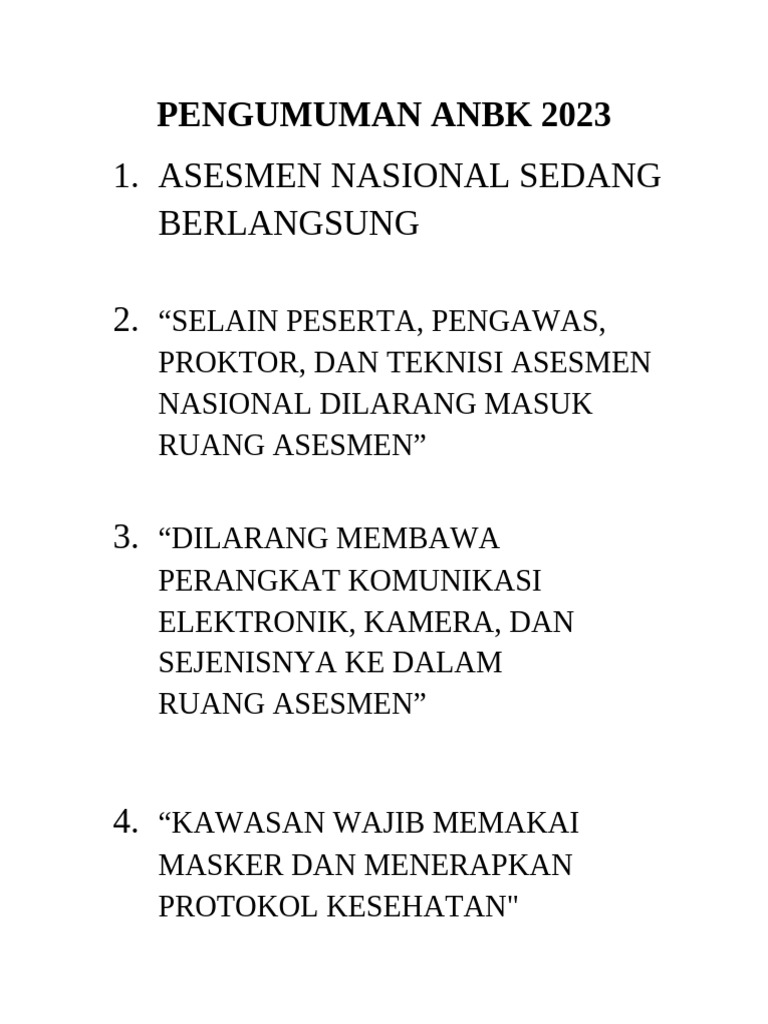 Pengumuman Anbk 2023 | PDF