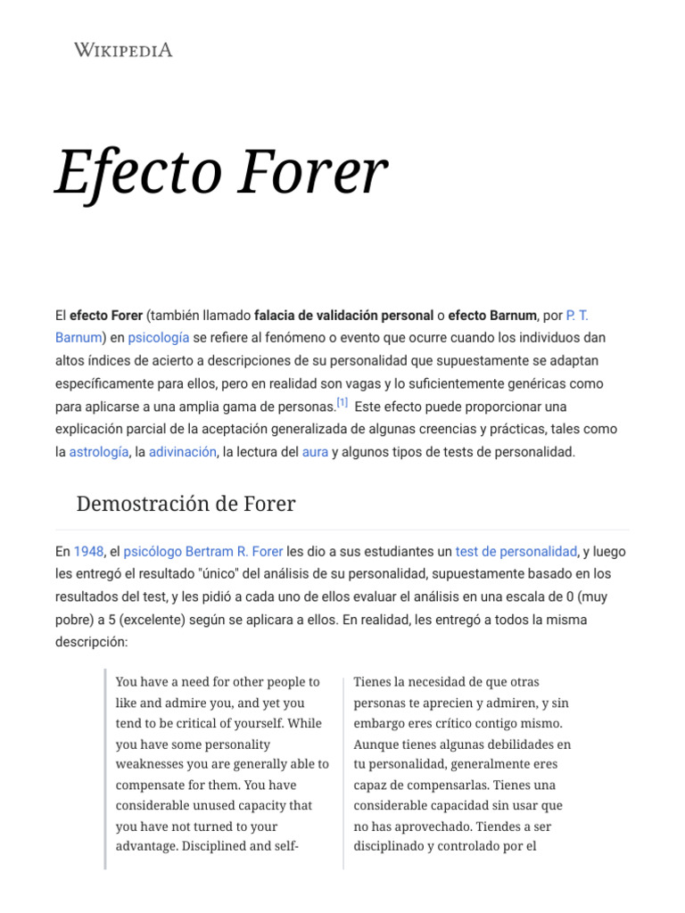 Efecto Forer | PDF