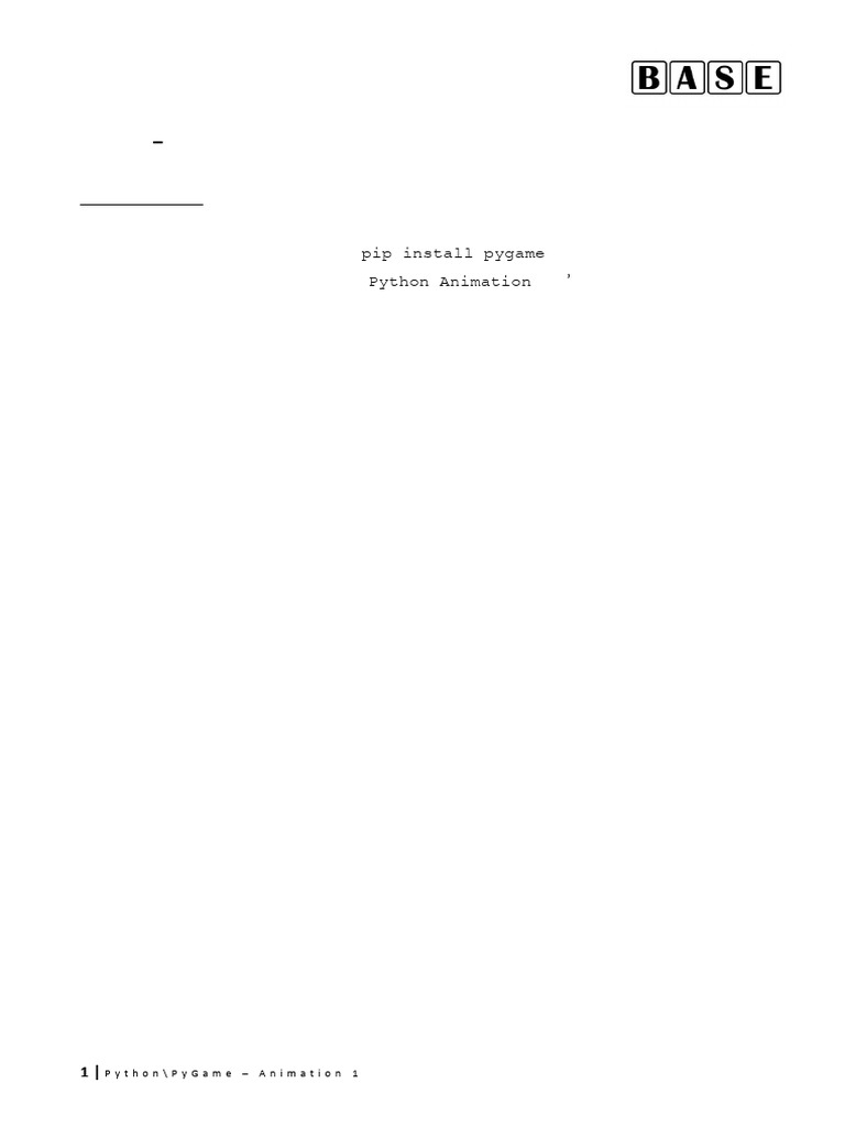 Base Python Pygame Animation 1 Pdf
