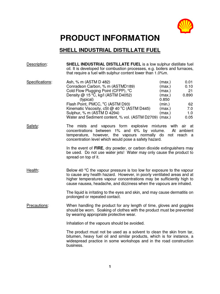 Shell Industrial Distillate Fuel TDS | PDF