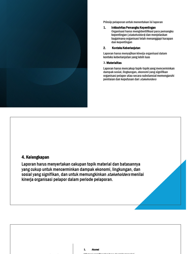 Prinsip Kualitas Dan Prinsip Isi Dalam Laporan Keberlanjutan 4 | PDF
