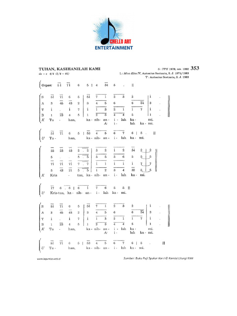Ps-353-Tuhan Kasihanilah Kami Misa Kita IV | PDF