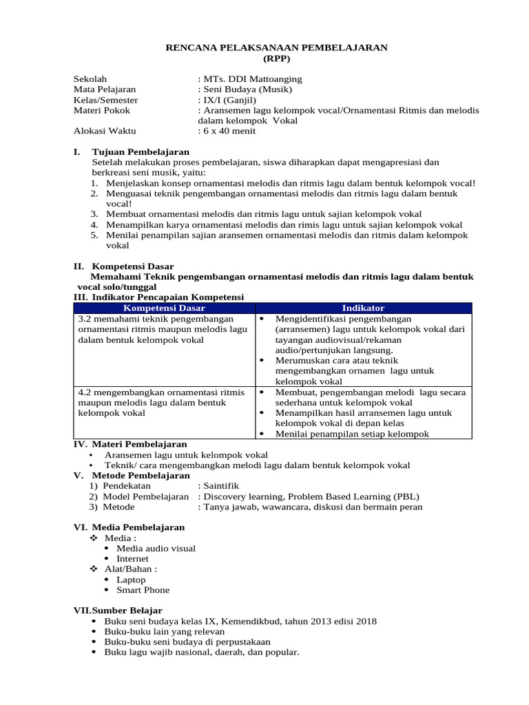 12. RPP 5 Seni Musik | PDF