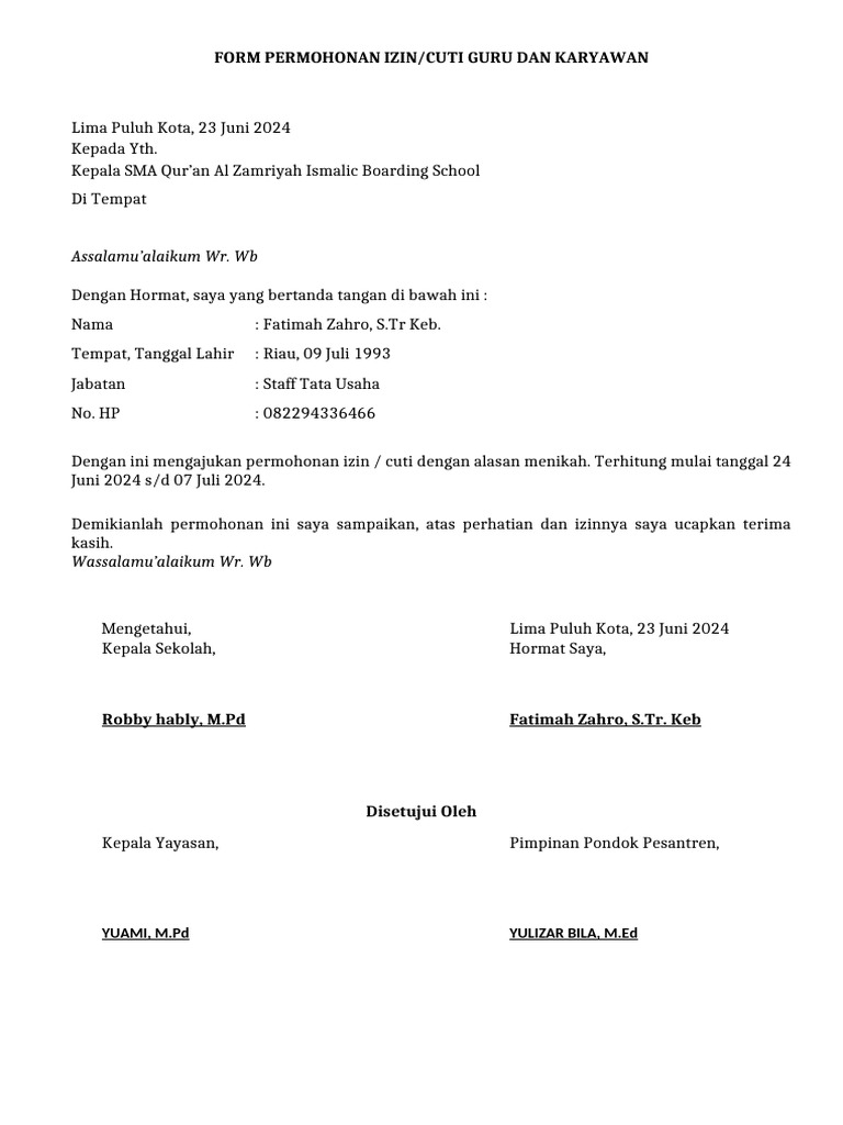 Form Permohonan Izin | PDF