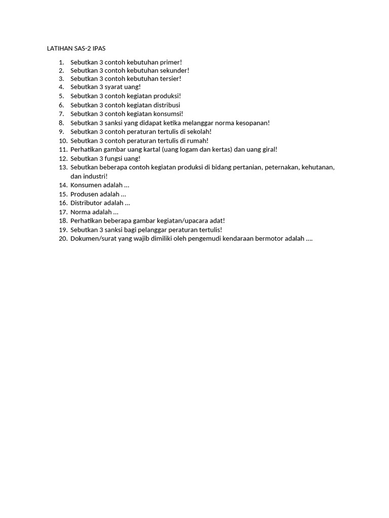 Latihan Sas-2 Ipas | PDF