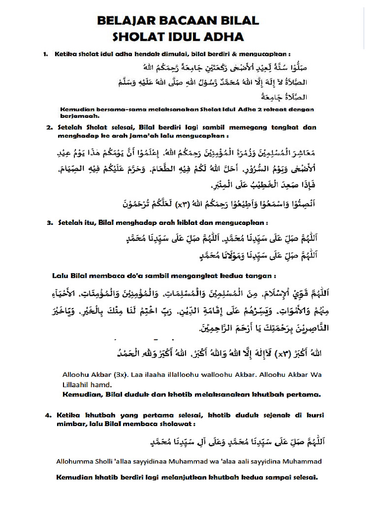 Bacaan Bilal Sholat Idul Adha | PDF