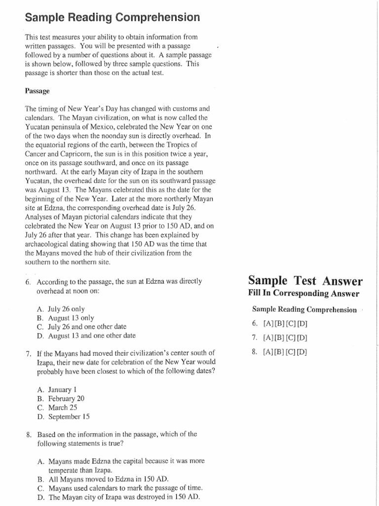 Sample Reading Comprehension | PDF