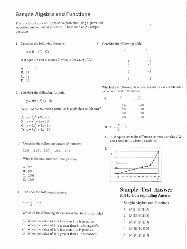 Sample Algebra Functions | PDF