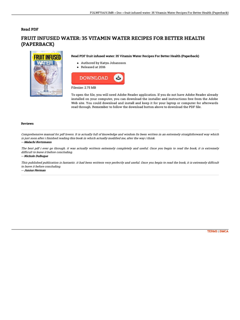 Fruit Infused Water 35 Vitamin Water Rec | PDF