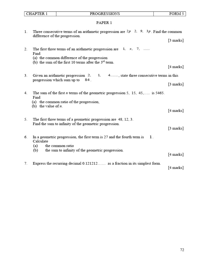 Add Maths Progressions Form 5 PDF Free | PDF