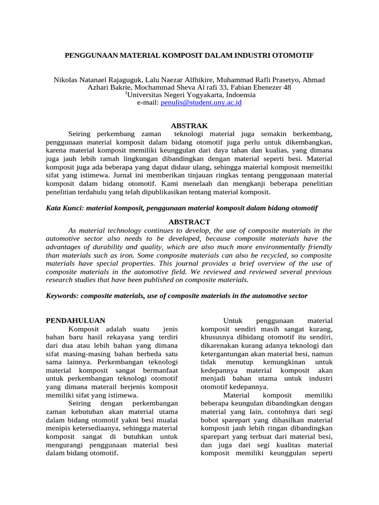 Jurnal Indo Matrial Komposit (1) Selesai | PDF