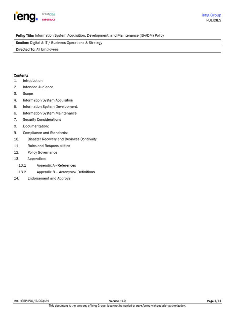 POL IT 003 - Information System Acquisition, Development, and ...