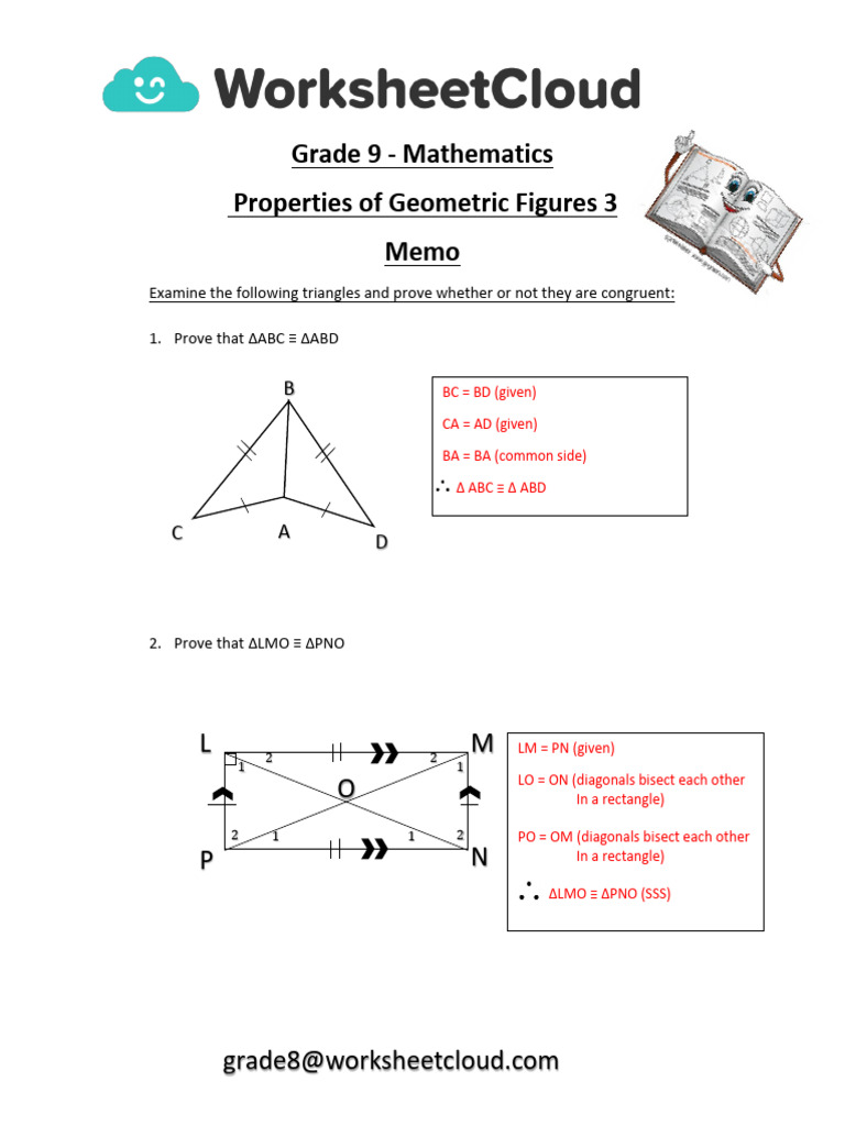WSC Gr9 Maths Properties of Geometric Figures 3 - Memo | PDF ...