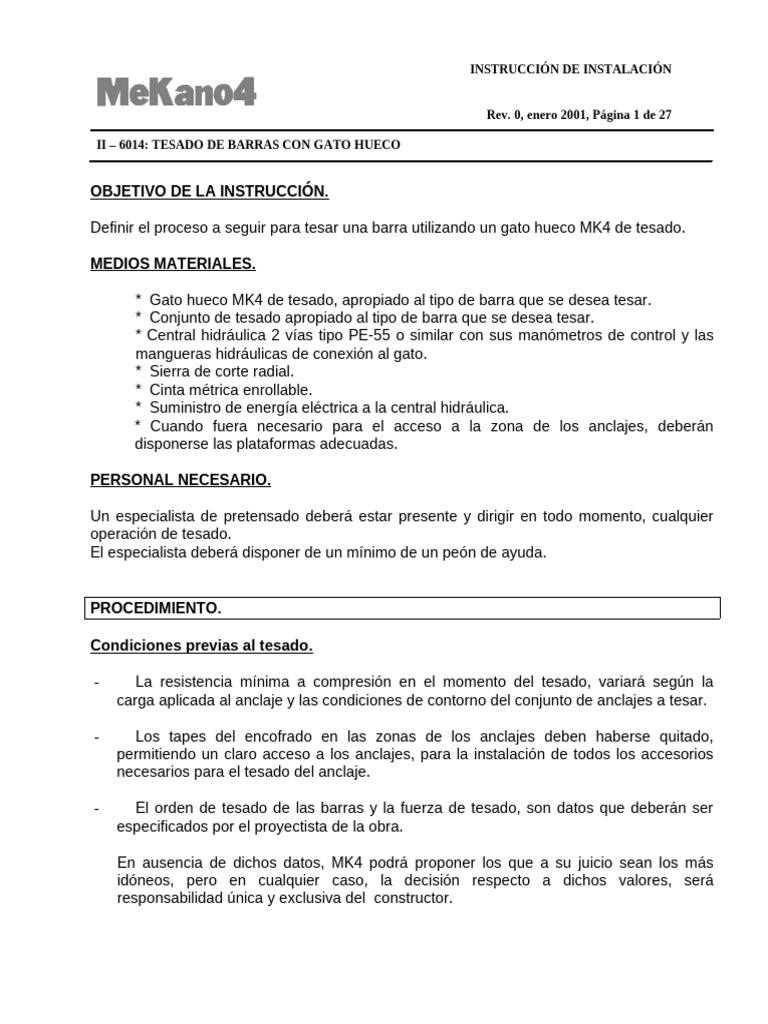 II-6014 Tesado de Barras Con Gato Hueco | PDF